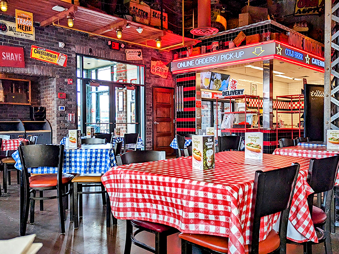 Red and white checkers everywhere! It's like a picnic threw up in here, but in the most delightful, nostalgic way possible.