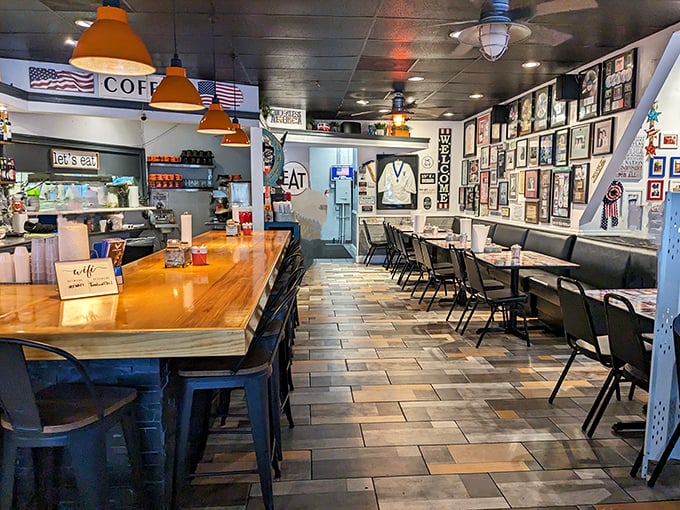 Step into a time machine of taste! This retro-chic dining area serves up nostalgia with a side of modern comfort.