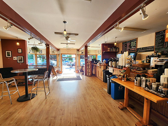 Step into a cozy time machine where rustic meets modern. Is that the aroma of freshly brewed happiness I smell?