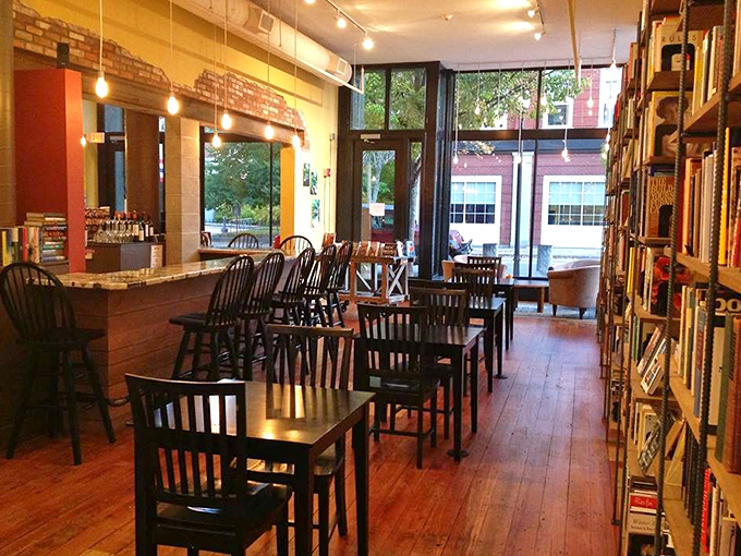 Step into a bibliophile's paradise where books, brews, and cozy nooks collide. It's like your living room, but with better lighting and endless reading material.