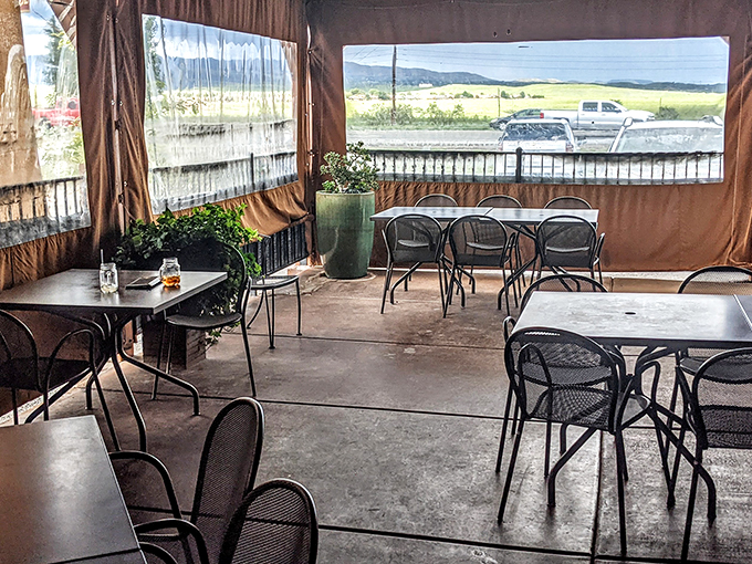Dine with a view! This patio scene could make even a vegetarian consider switching teams. Almost.