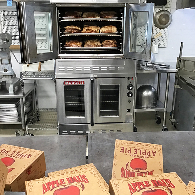 Behold the apple pie factory! These ovens work overtime to keep up with demand, churning out flaky, golden goodness.