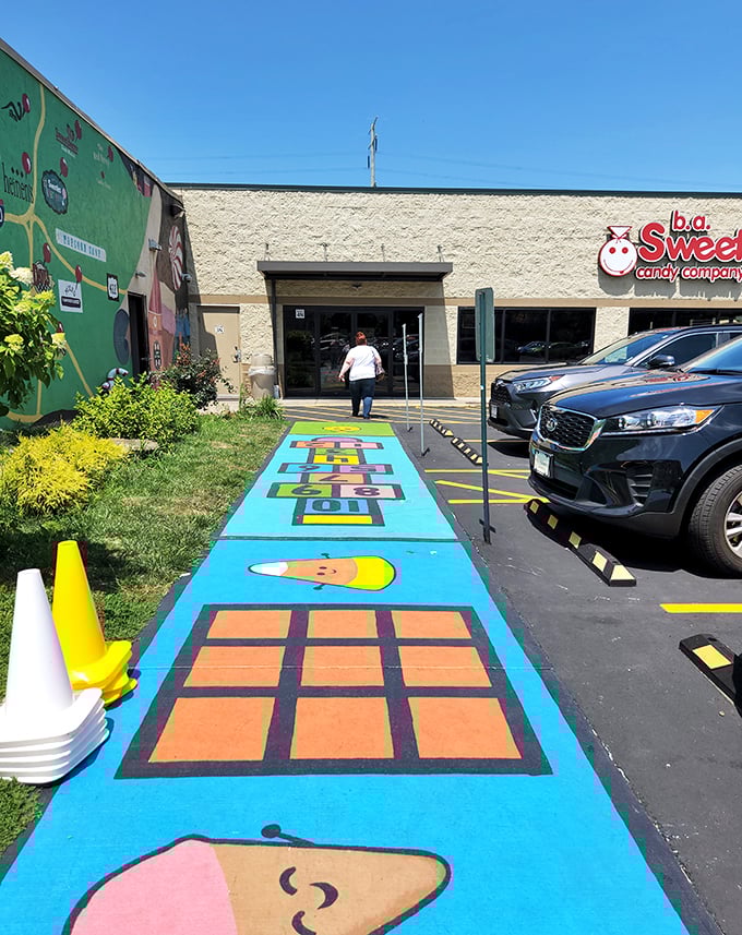 Hop, skip, or moonwalk your way in! This playful entrance sets the tone for the sugar-coated adventure that awaits.
