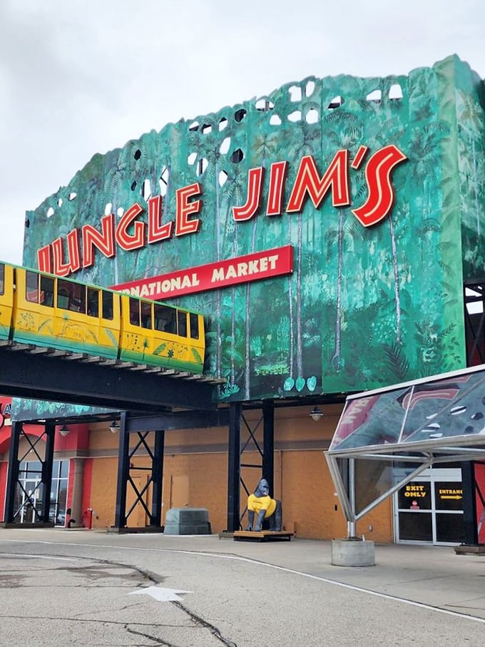 That iconic turquoise facade and yellow monorail create the perfect "Is this really a grocery store?" moment that every first-timer experiences.