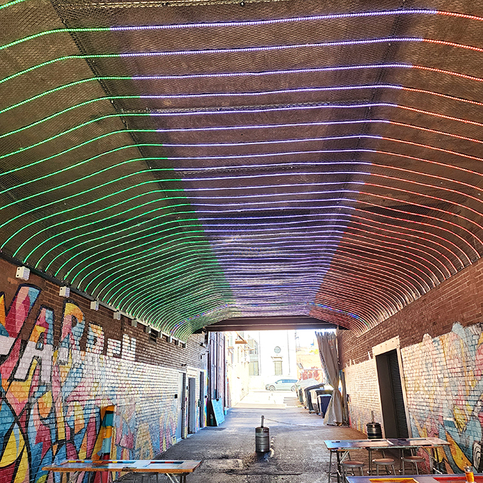 Step into the kaleidoscope! This LED-lit wonderland is like walking through a guitar solo &ndash; vibrant, electric, and totally rad.