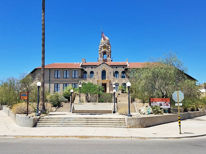 Behold the Curley School, Ajo's crown jewel of architecture. It's as if someone decided to build Hogwarts in the middle of the desert, minus the moving staircases and with a lot more sunshine. Photo credit: Randall Williams