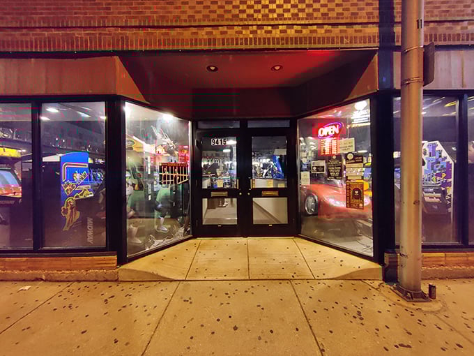 Prepare to enter the Matrix of retro gaming! This glowing portal beckons you into a world where high scores reign supreme and quarters are king.