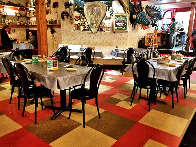 Step inside and you're suddenly in New Orleans! The checkered floor screams "dance party," while the eclectic decor whispers "stay awhile, cher."