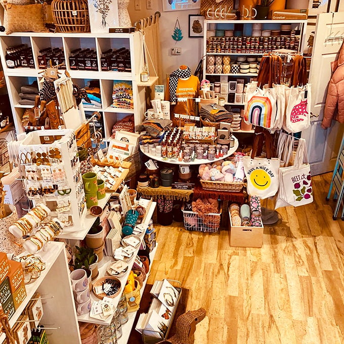 A kaleidoscope of curiosities awaits! From quirky mugs to local delights, this shop is a treasure trove that'll have you saying "I need that!" at every turn.