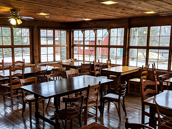 Step into a time machine disguised as a dining room. This cozy space whispers tales of yesteryear while promising the comfort of a hearty meal.