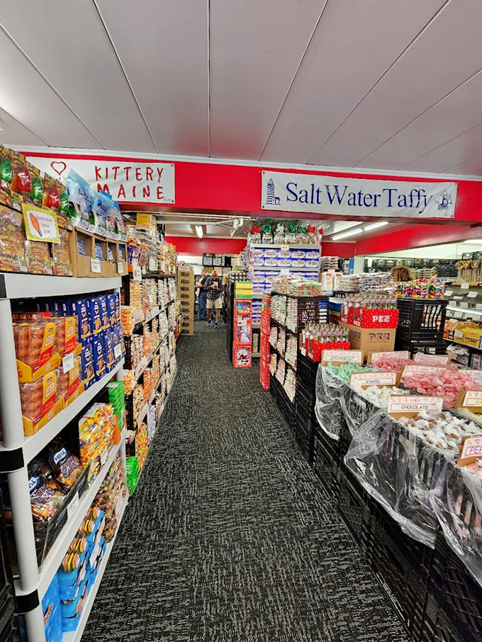 Rows upon rows of treats stretch into sugary infinity, like Willie Wonka's warehouse got organized by Marie Kondo.