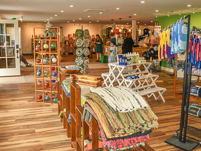 Inside, warm wood floors and thoughtfully arranged displays create an atmosphere that's part Vermont general store, part treasure hunter's paradise.