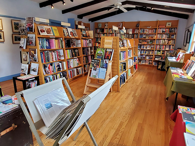 Step inside and let the adventure begin! Wooden shelves stretch to the ceiling, creating a labyrinth of literary treasures waiting to be discovered.