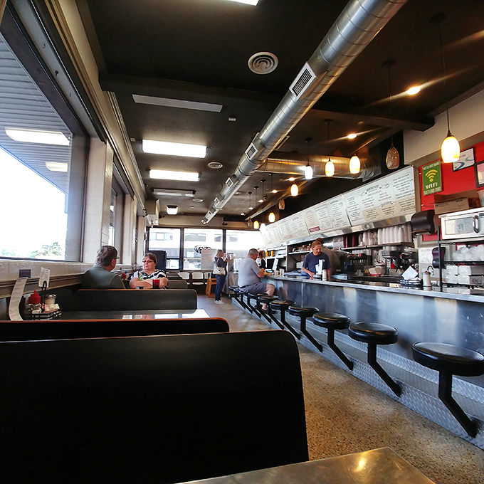 Step into a time machine of taste! This classic diner setup promises a journey through comfort food history with every bite.