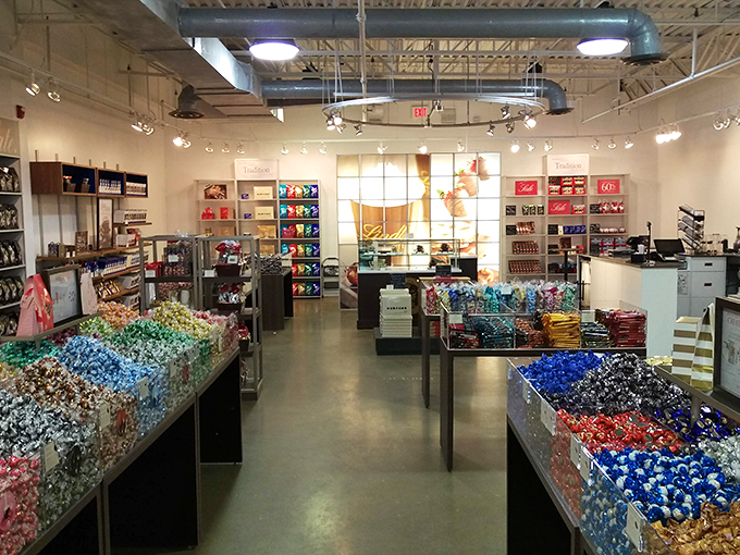 Step into a cocoa lover's dream. Shelves upon shelves of chocolatey goodness await, tempting even the strongest-willed visitor.