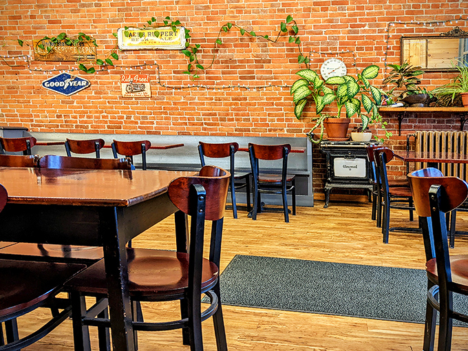 Step into a time capsule of coziness. This isn't just a café; it's a warm hug for your taste buds, complete with vintage signs and an old Glenwood stove.