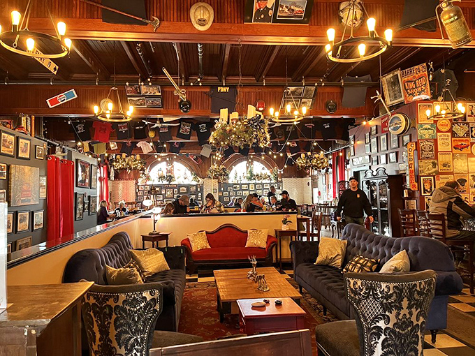 Welcome to the coziest fire station you'll ever dine in! It's like Cheers met a firefighter calendar and decided to serve dinner.