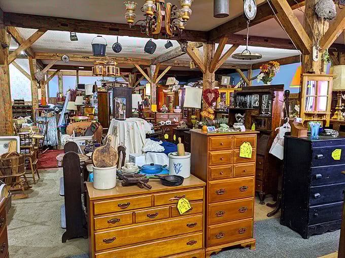 Step inside and prepare for sensory overload! It's as if your grandma's attic had a wild night out with an antique shop. Pure magic awaits.