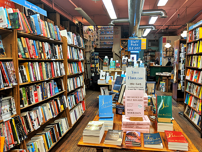 A bibliophile's dream come true! Shelves upon shelves of literary treasures beckon, each aisle a new chapter in your book-hunting expedition.
