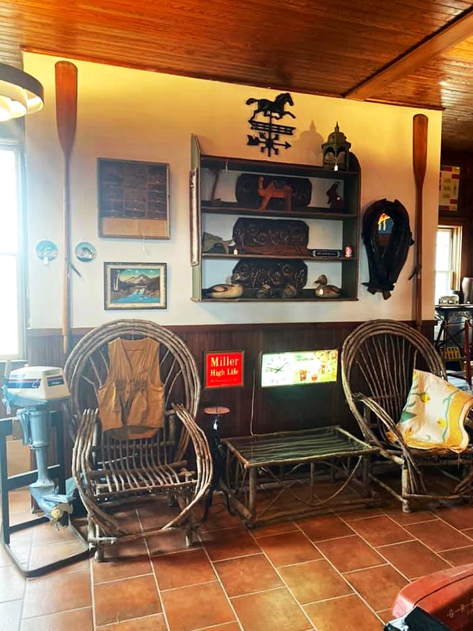 Welcome to the cozy chaos! This corner of curiosities is like your eccentric aunt's attic, if she collected everything from weather vanes to wicker chairs.