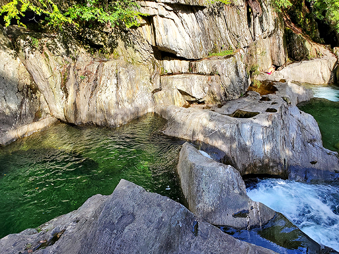 Smooth operator: The Mad River carves its way through ancient bedrock, sculpting a series of inviting pools that'd make any spa jealous.