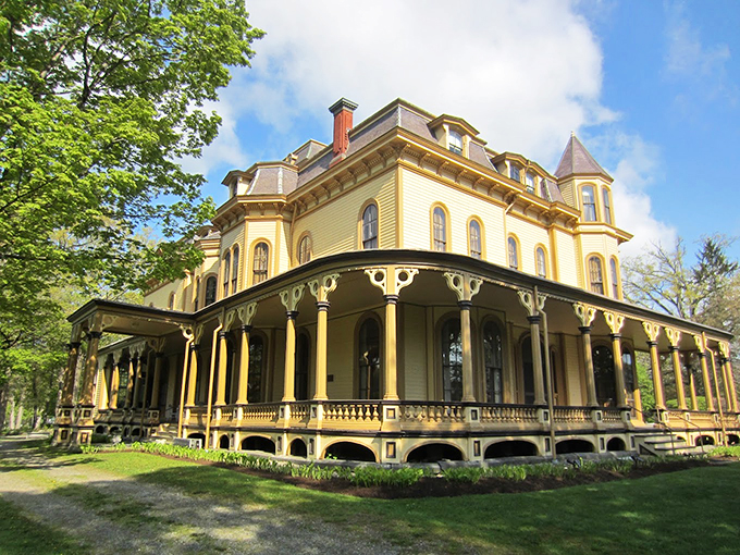 The mansion's wraparound porch and ornate details make it the architectural equivalent of your grandmother's finest china &ndash; meant to impress.