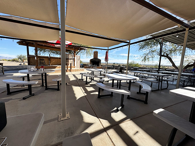 Dining al fresco never looked so good. Soak in those mountain views while savoring oceanic delights &ndash; talk about a feast for the senses! Photo credit: Bradley Tatro