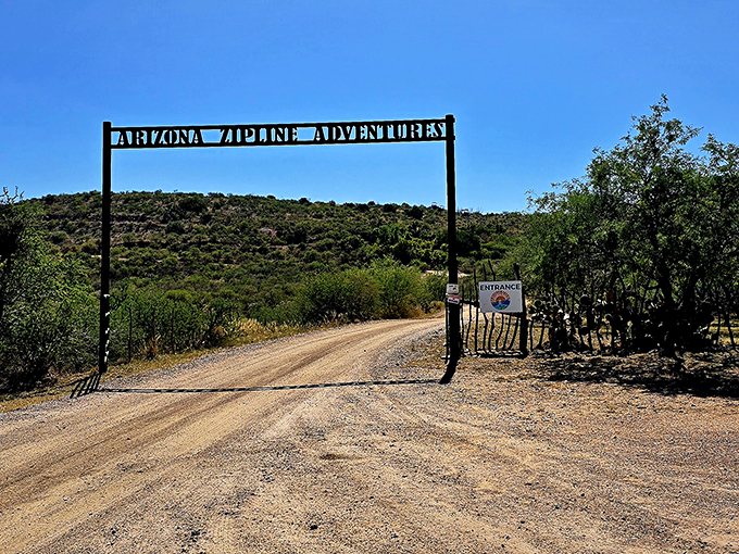 Welcome to the wild west of adrenaline! This entrance sign might as well say "Abandon all fear, ye who enter here." Photo credit: Jessie B