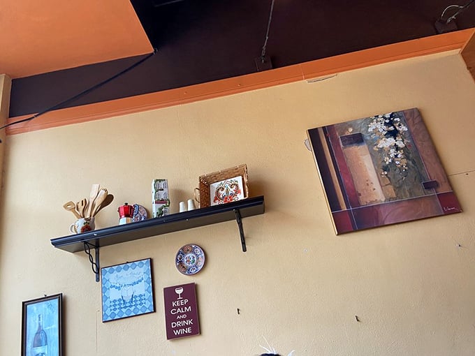 Who needs a museum when you've got this wall? Nonna's decor is a delightful mishmash of Italian kitsch and Florida flair. Photo credit: Amber N.