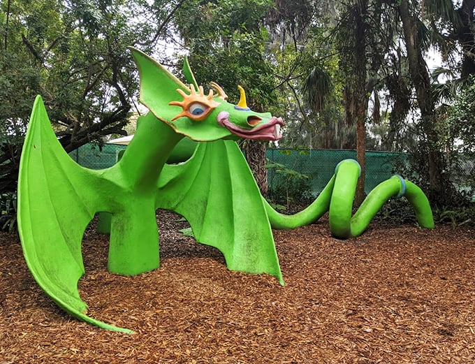 Puff the Magic Dragon's Floridian cousin? This emerald beast brings storybooks to life, no pixie dust required!