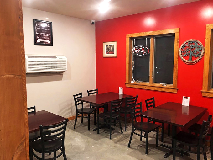 Step into a world where comfort meets creativity. The red walls aren't just for show&mdash;they're warming up your appetite for what's to come!