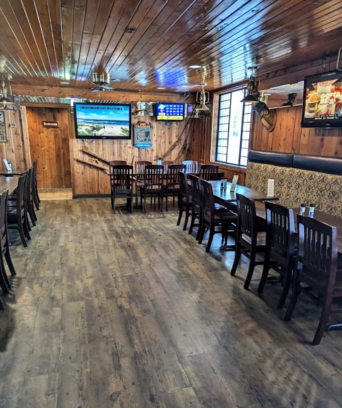 Step into a time capsule of coziness! Whitey's interior is like a warm hug from your favorite seafaring uncle, complete with wood paneling that screams "comfort food ahead!"