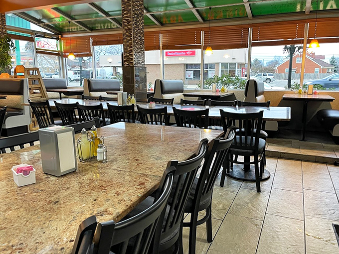 Step into a world where comfort meets culture. This cozy dining room feels like your Lebanese grandmother's living room&mdash;if she had really great taste in lighting.