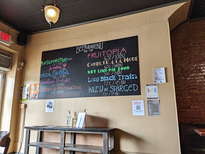 Forget the Bat-Signal, this beer menu board is the real beacon of hope for hop-heads and malt mavens alike.