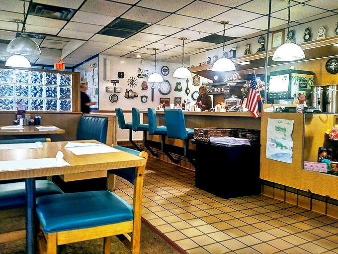 Step inside and you're transported to a world where clocks rule and comfort food reigns supreme. It's like grandma's kitchen met a timepiece museum! Photo credit: Cristina T.