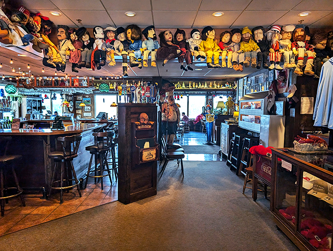 Step inside and you'll feel like you've wandered into a maritime curiosity shop. Dolls, buoys, and nautical knick-knacks create a whimsical wonderland for diners.