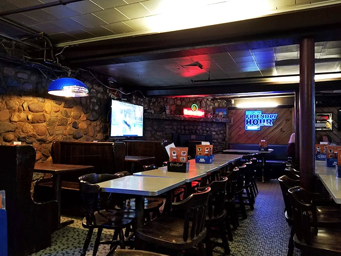 Step into a time capsule of comfort! Pat's interior is where wood paneling meets modern cravings, and every booth tells a story.