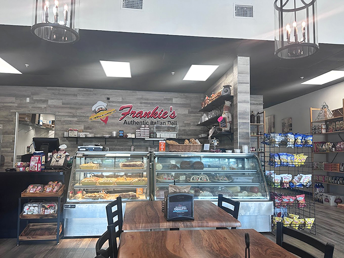 Step into Frankie's and you're greeted by a feast for the eyes. It's like the Sistine Chapel of sandwiches in here!