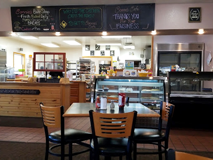 Step into a time capsule of comfort! Connie's interior is where Norman Rockwell meets your grandma's kitchen, with a dash of local gossip thrown in for good measure.