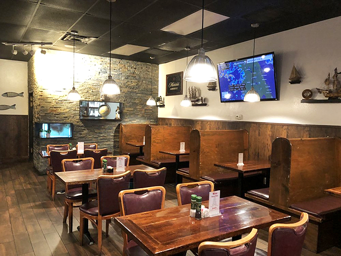 Step into a cozy New England time warp. This dining room whispers tales of maritime adventures and promises of delicious catches. Photo credit: Cheryl T.