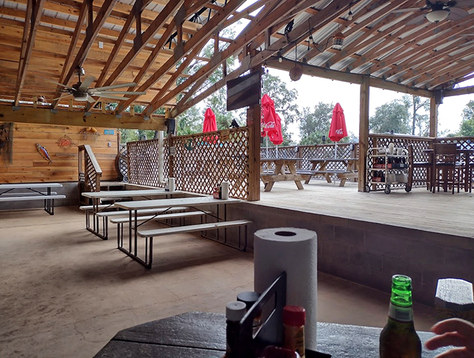 Dine al fresco under the Florida sky. This rustic deck is where memories are made and seafood comas begin.