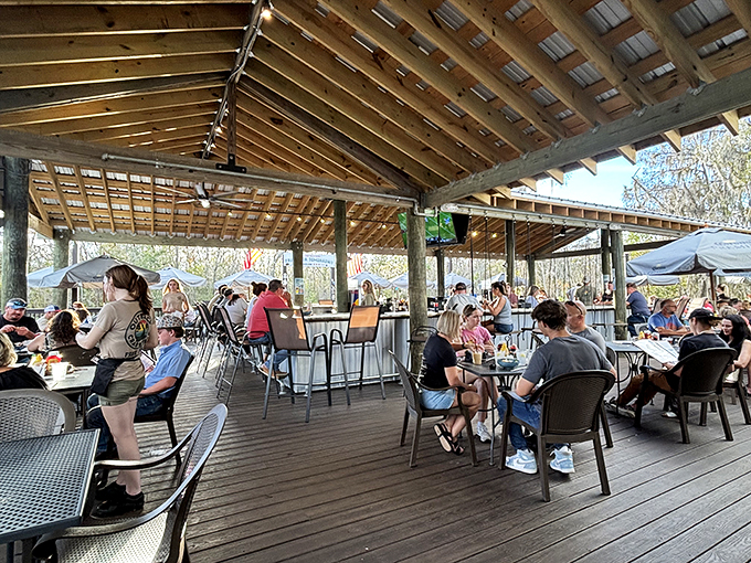 Dinner with a side of Florida sunshine! This bustling patio is where memories are made, one crab leg at a time. Photo credit: Shari Mohrman