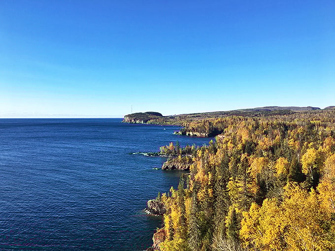 Fiery foliage meets Lake Superior's blue, a color combo even Picasso would envy.