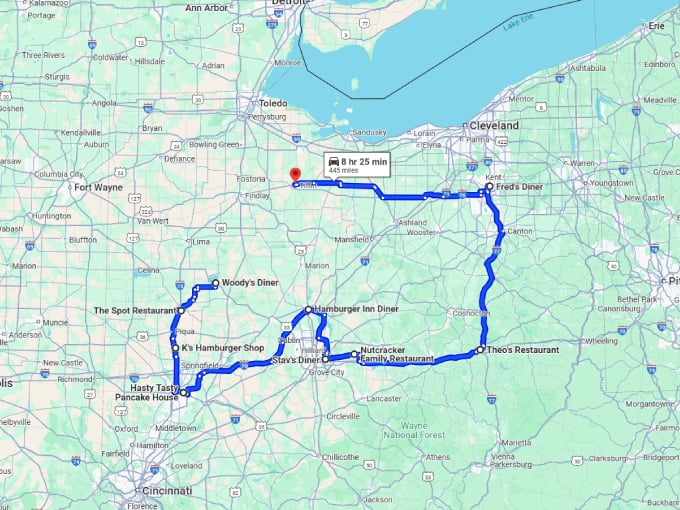 21 comfort food diners ohio map