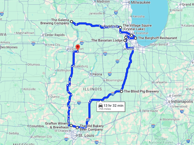 21 road trip illinois map