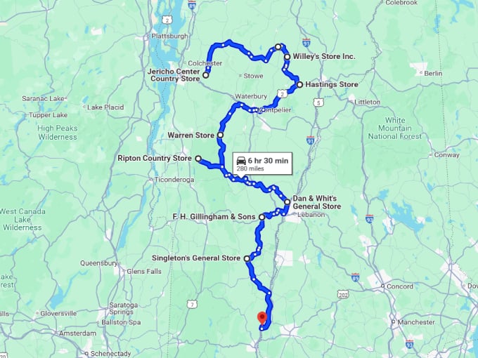 vermont charming country stores map