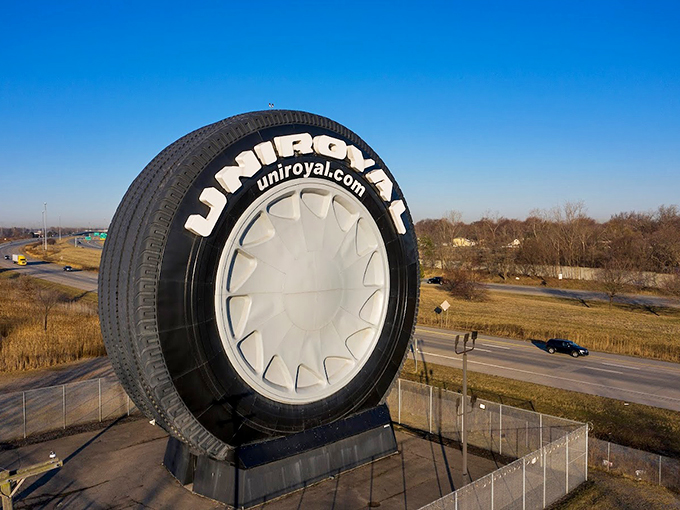 "Rubber meets the sky in Allen Park! This mammoth tire could give King Kong a run for his money." Photo credit: Sean Q