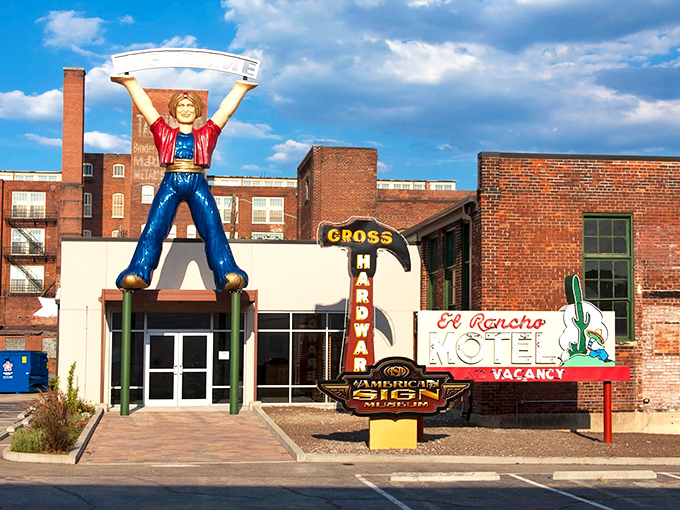 Neon dreams come alive! This electrifying wonderland of vintage signs is like stepping into a Technicolor time machine of American advertising.