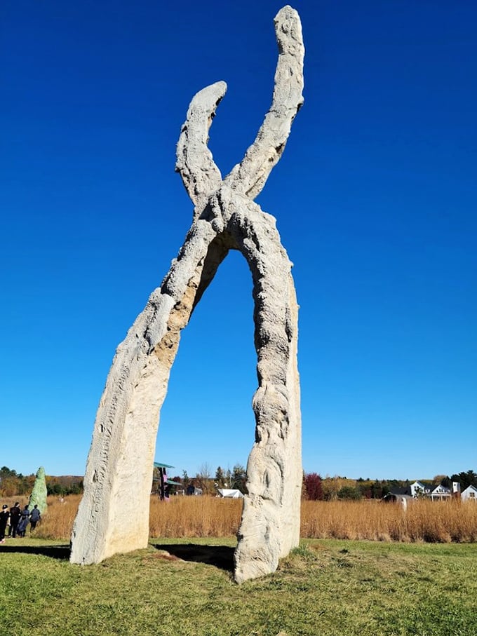 Reach for the sky! This towering archway looks like a prehistoric relic meets modern art. Indiana Jones would feel right at home exploring here.