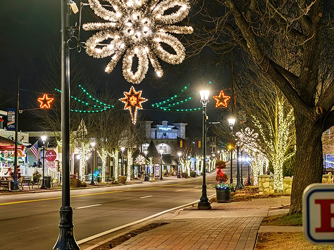 Twinkling stars and snowflakes transform downtown Frankenmuth into a magical display that rivals any European Christmas market.